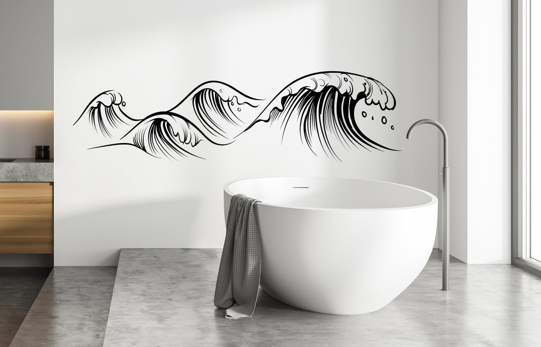 Waves Wall Decal - Ocean Waves Wall Art - Ocean Surf Decor - Surfboard ...