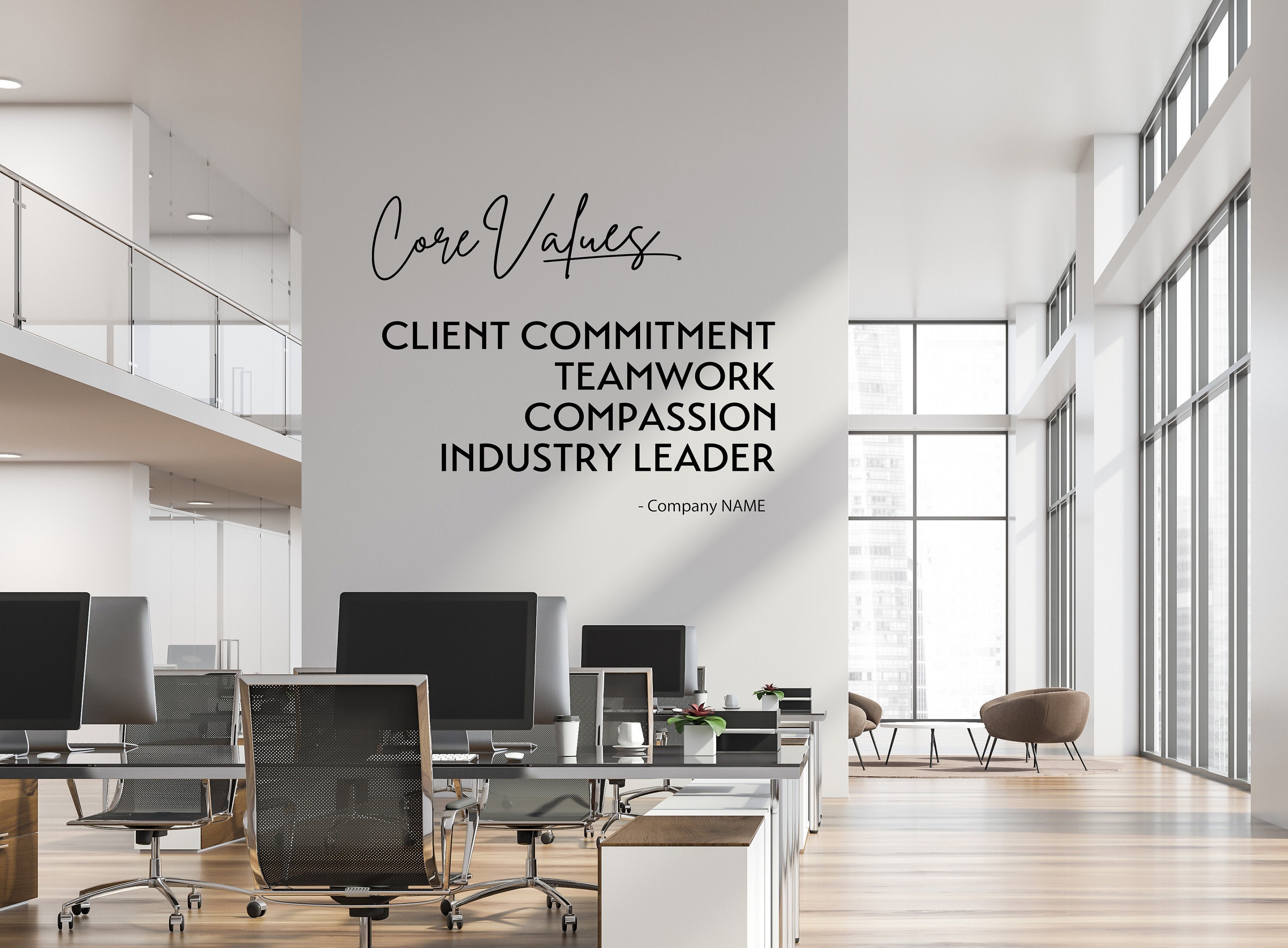 Core Values - up to 4 Values + Company Name - Core Values Wall Decals ...