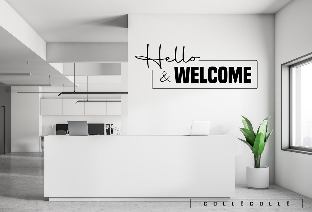 Hello & Welcome Office Wall Decal - Welcome Office Sign - Welcome Sign ...