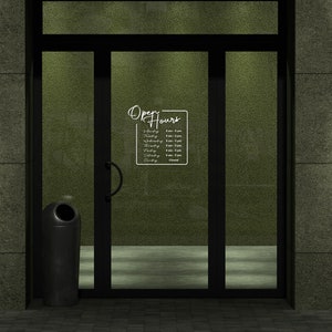 Open Hours Decal - Cursive Font Business Hours Sticker - Storefront ...