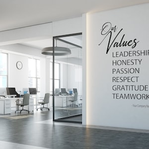 Our Values Customizable Wall Decal - Select 6 Words and Your Business ...