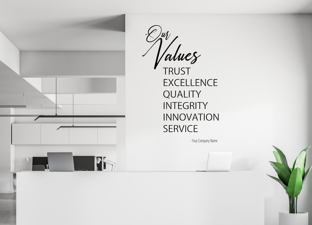 Our Values Customizable Wall Decal - Select 6 Words and Your Business ...