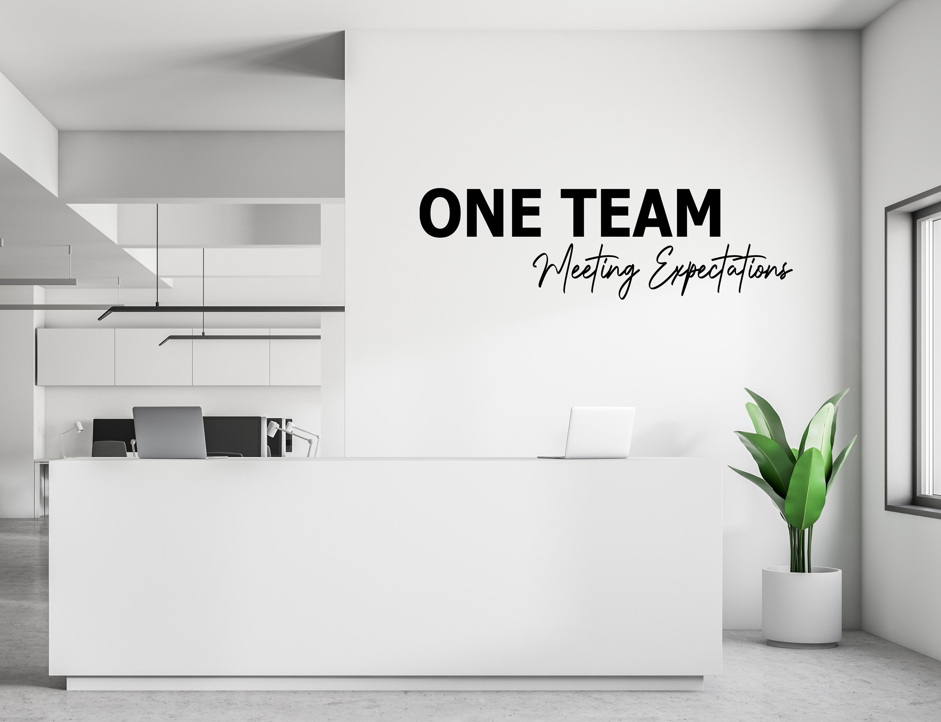 One Team Meeting Expectations Wall Decal - Teamwork Wall Quote - Office ...