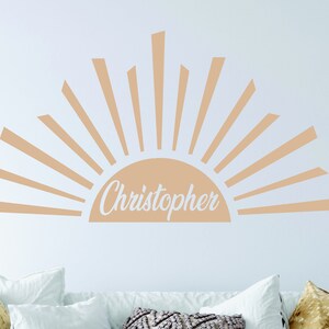 Personalized Rising Sun Wall Decal - Custom NAME Half Sun Decal - Sun ...