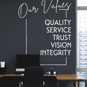 Our Values Custom Wall Decal Select 5 Words - Personalized Office Wall ...