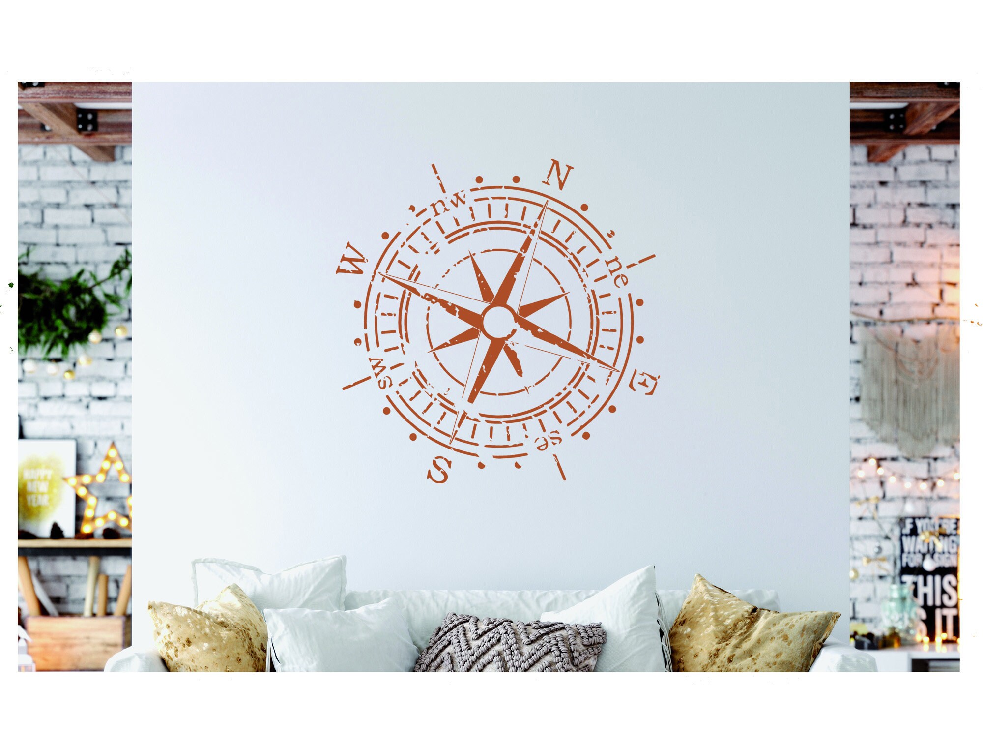 Compass Rose Wall Decal – Nautical Travel Vinyl Sticker - Etsy