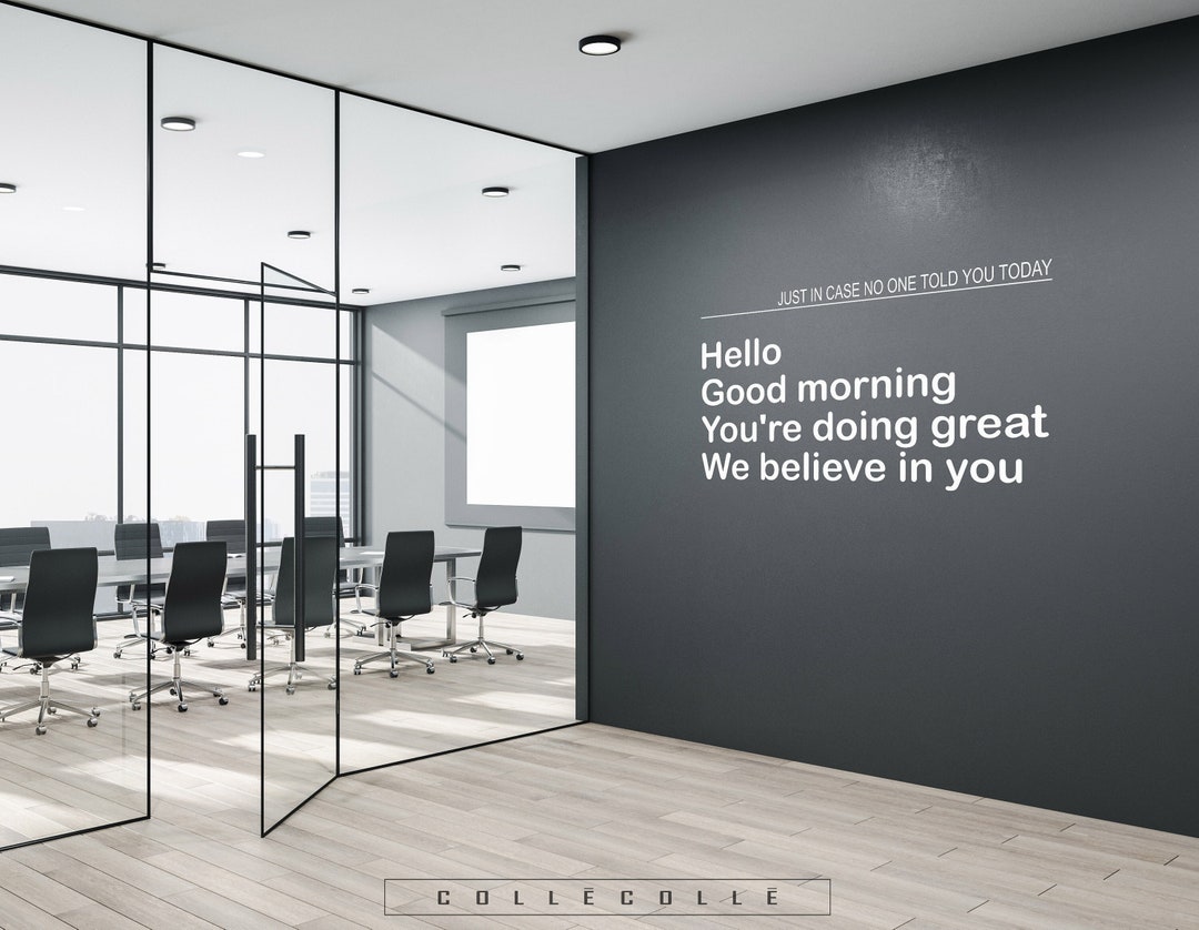 Hello Good Morning Office Wall Decal - Motivational Quote Sticker ...