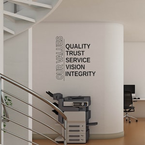 Customizable Company Values Large Wall Decal - Our Values Select 5 ...