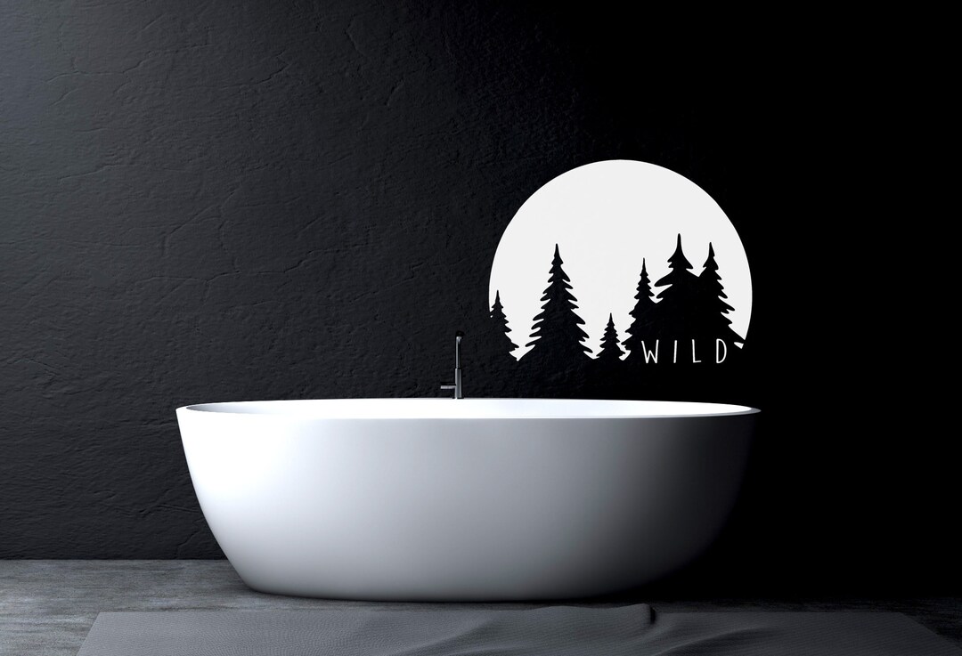 Wild Moon Forest Pine Tree Decal - Forest Tree Wall Decal - Fir Tree ...