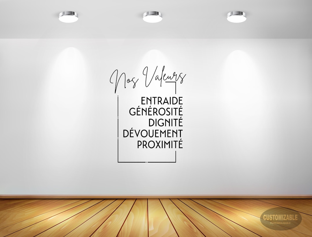 Nos Valeurs En Français Custom Office Decal Select 5 Words ...