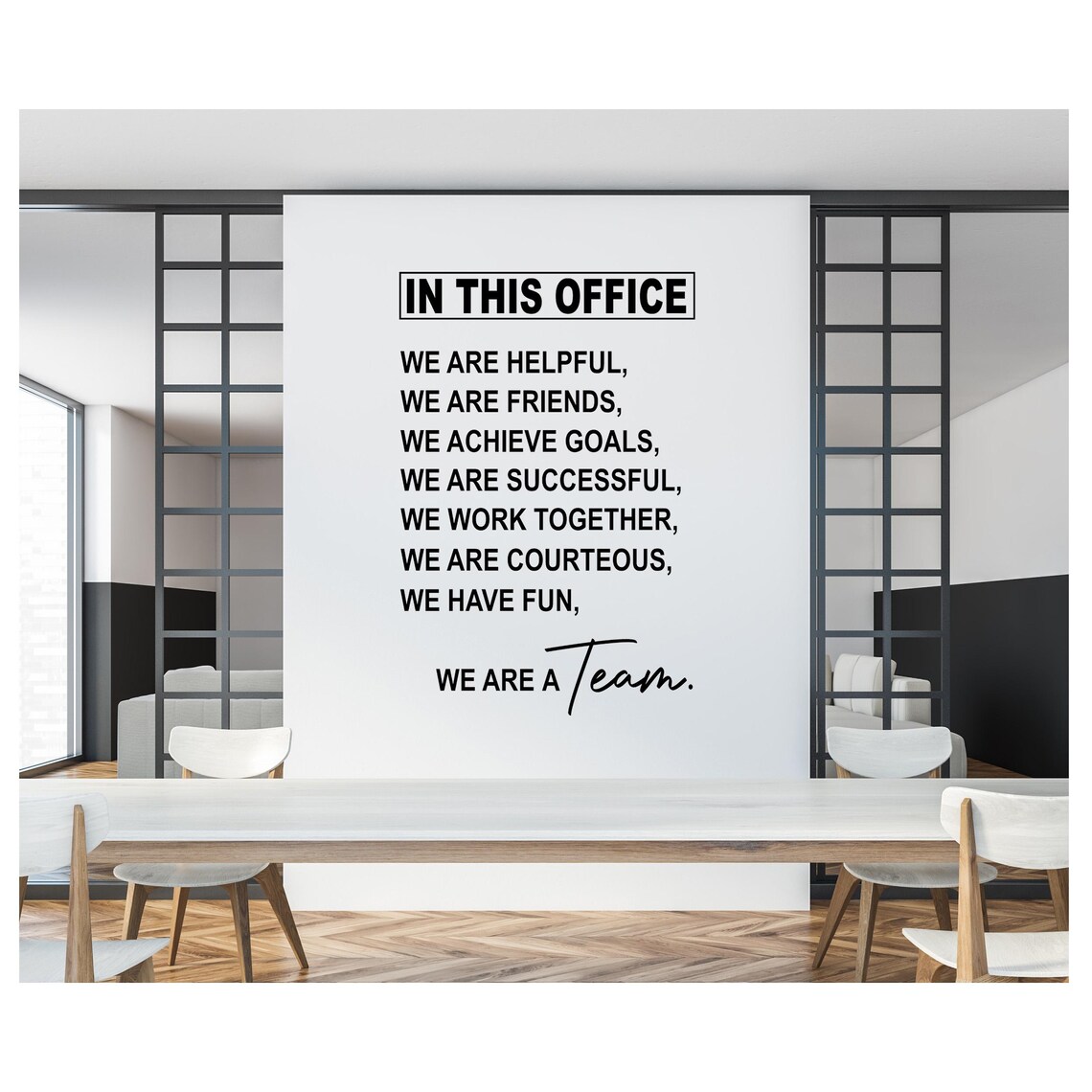 In This Office We Are a Team Wall Decal - Teamwork Office Rules ...