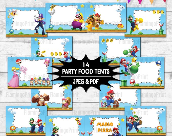 Instant Download - Digital Mario Food Tent. Mario Bros Birthday. Boy ...