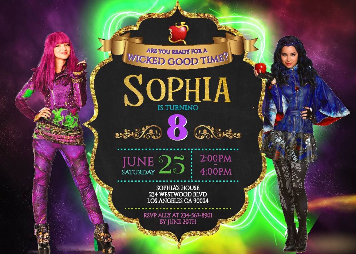 Digital Descendants Birthday Invitation. Descendants Invites. - Etsy