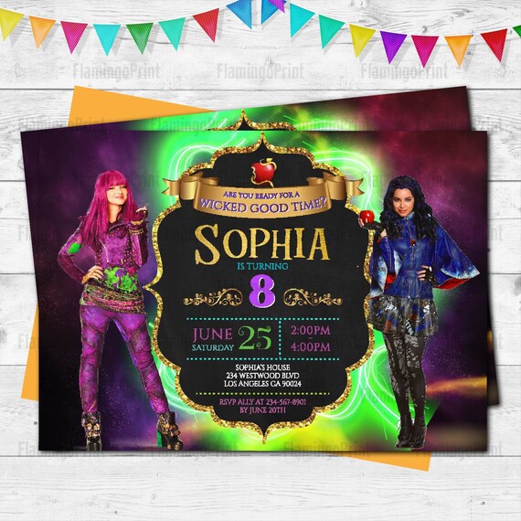 Digital Descendants Birthday Invitation. Descendants Invites. - Etsy
