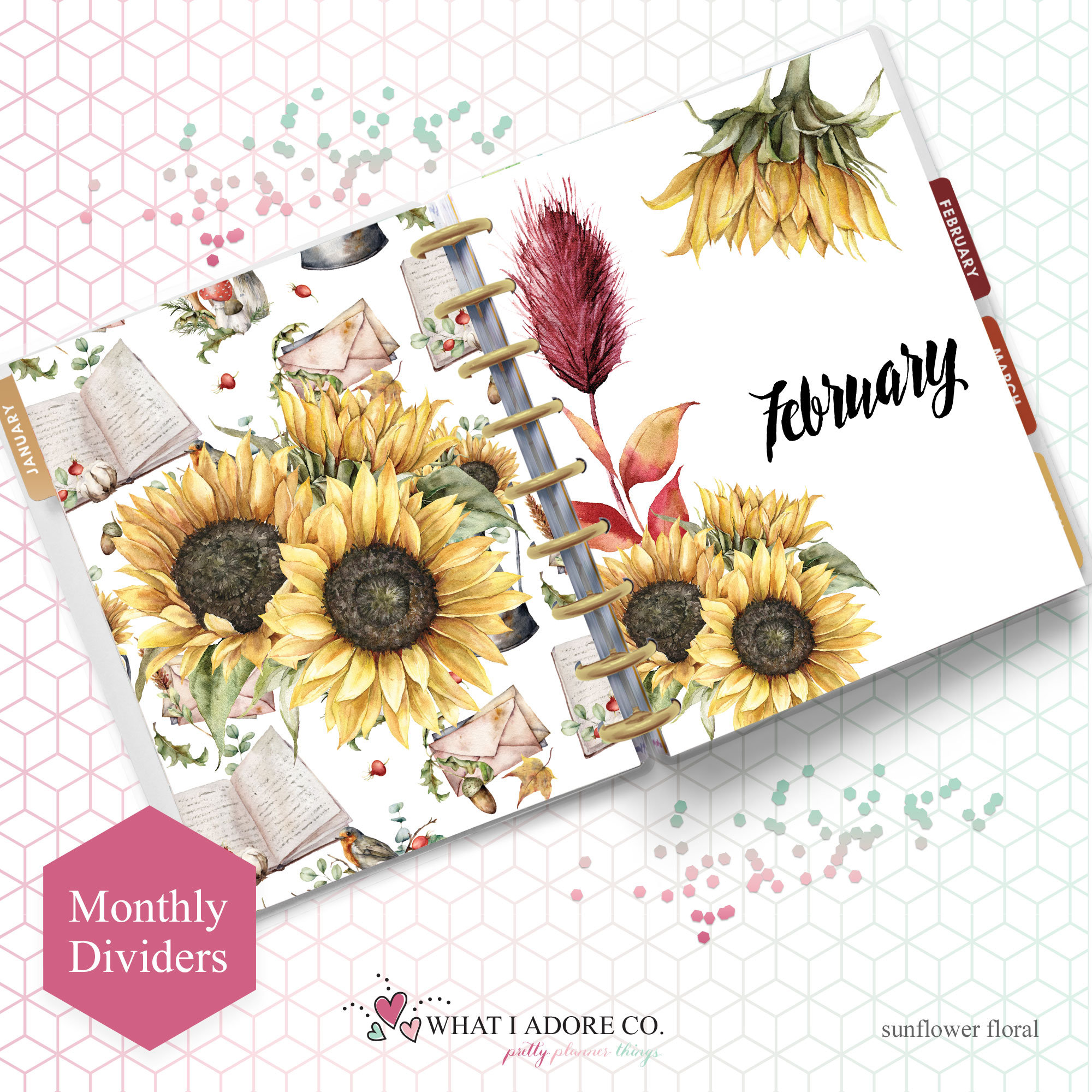 HAPPY PLANNER DIVIDERS Printable Double Sided Sunflower Fall Planner 12 ...