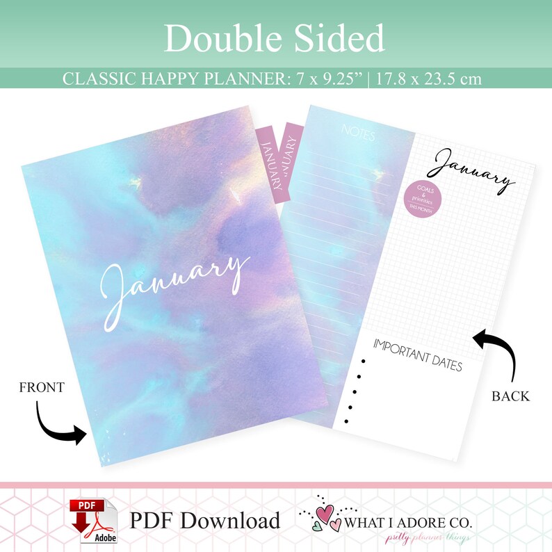 HAPPY PLANNER DIVIDERS With Notes Printable | Double Sided Monthly ...