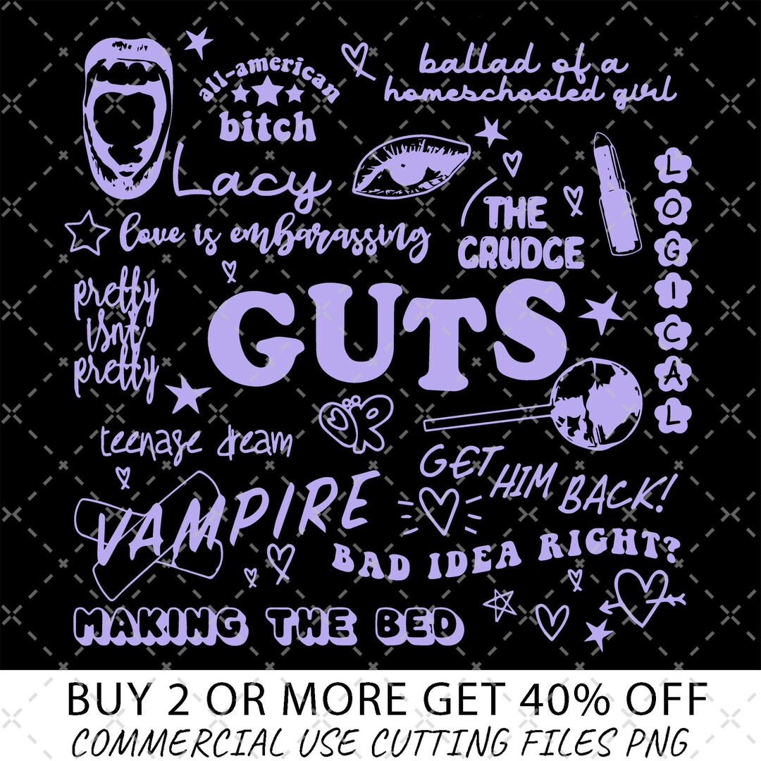 Olivia GUTS Track List PNG and SVG Digital Download Cricut Silhouette ...