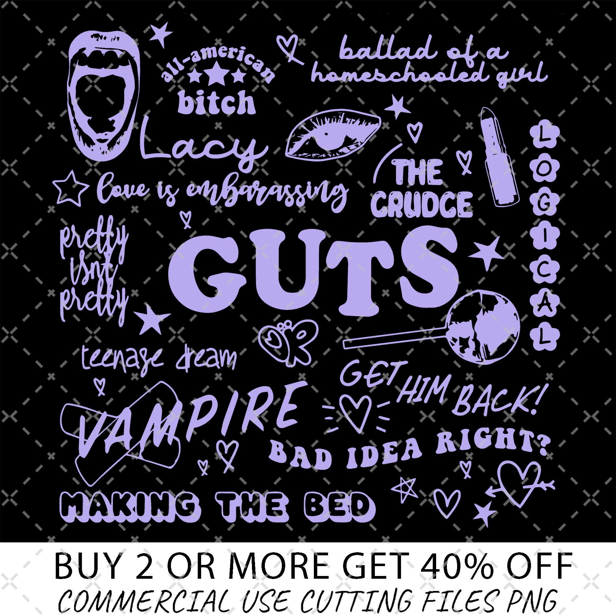 Olivia GUTS Track List PNG and SVG Digital Download Cricut Silhouette ...