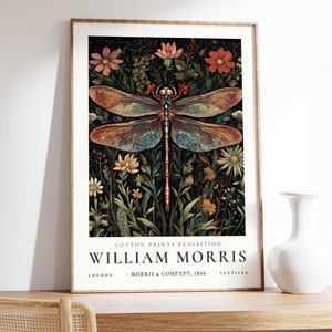 William Morris Dragonfly Wall Art Print, William Morris Poster, Vintage Poster, Vintage Floral ...