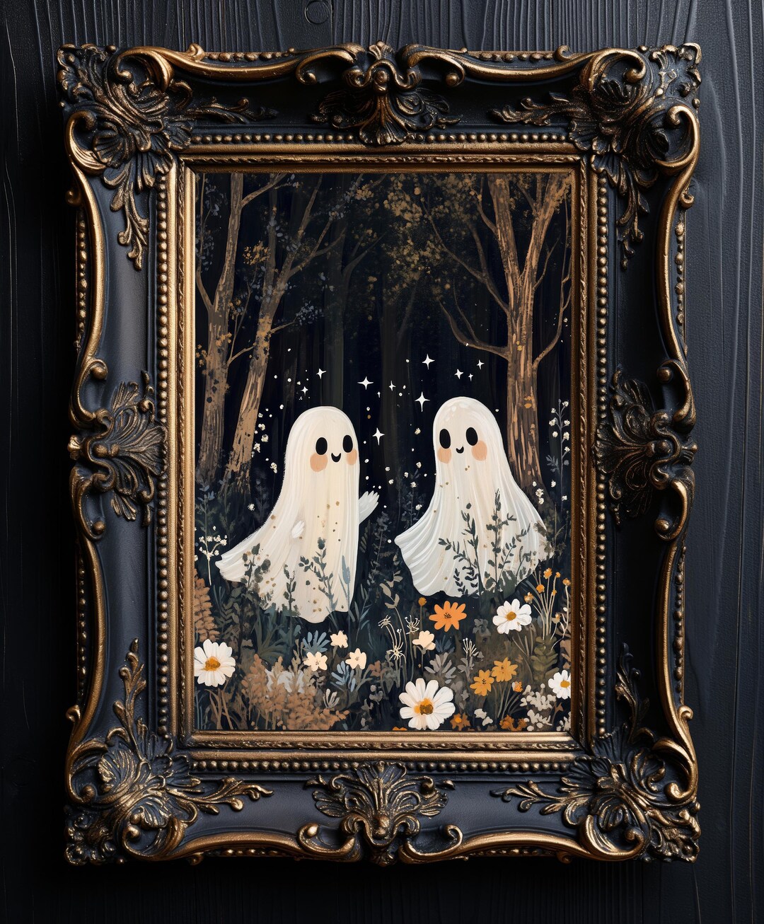 Two Ghosts in the Field, Vintage Poster, Art Poster Print, Dark ...
