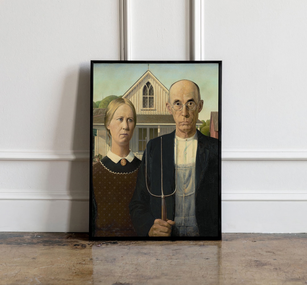 American Gothic by Grant Wood Print, Grant Wood Exhibition Poster, Wall ...