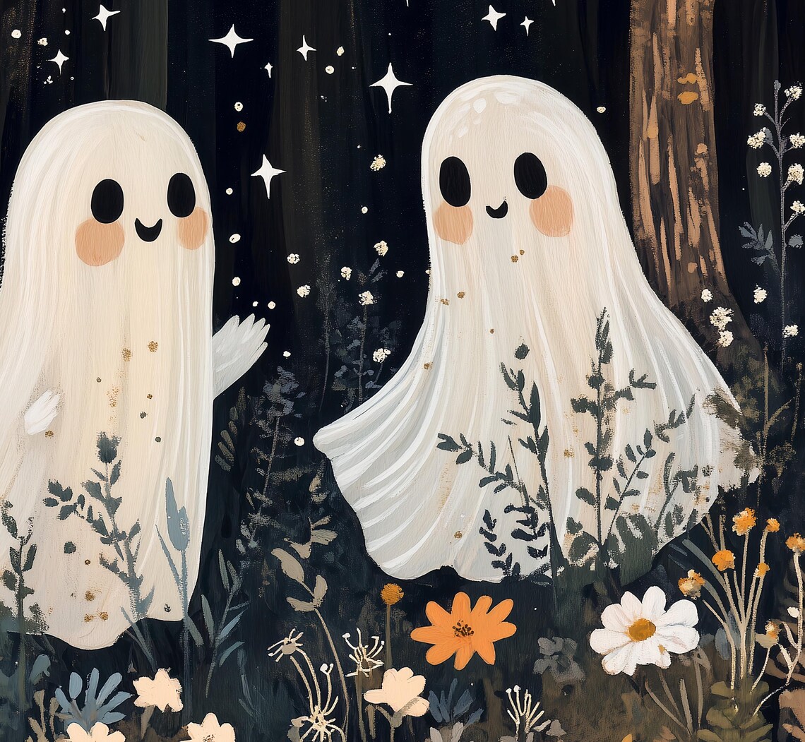 Two Ghosts in the Field, Vintage Poster, Art Poster Print, Dark ...