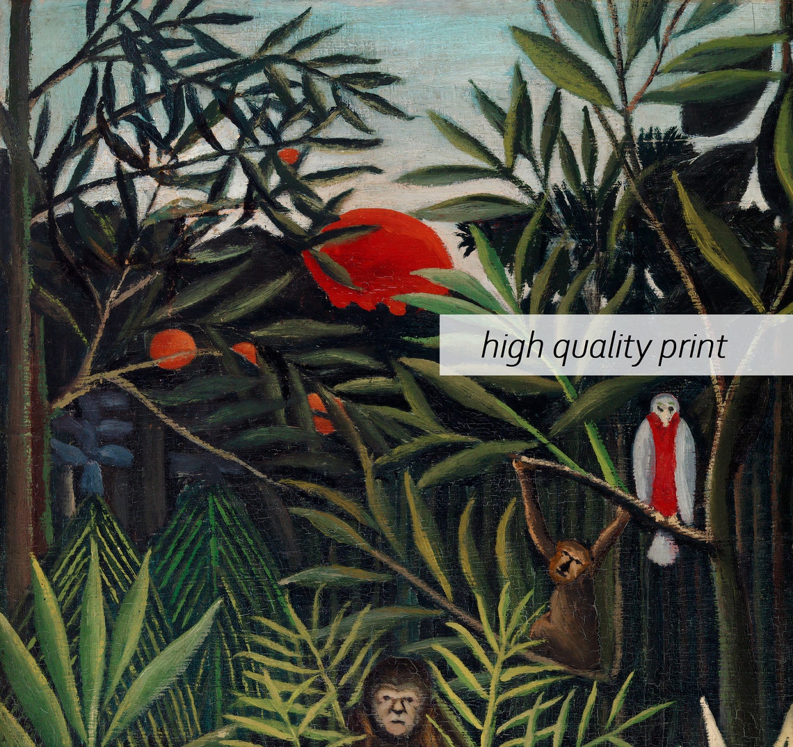 SET OF 2 Henri Rousseau Prints, Virgin Forest With Sunset Print ...