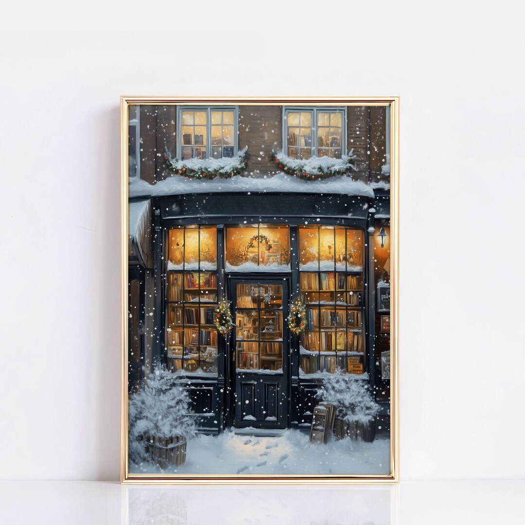 Winter Book Shop New York Wall Art, Reading Nook Print, Bookish ...