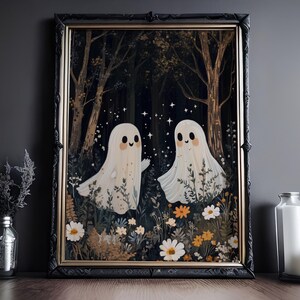 Two Ghosts in the Field, Vintage Poster, Art Poster Print, Dark ...