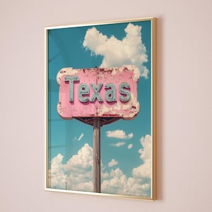 Vintage Texas Sign Wall Art, Retro Texas Aesthetic Home Decor, Unique ...