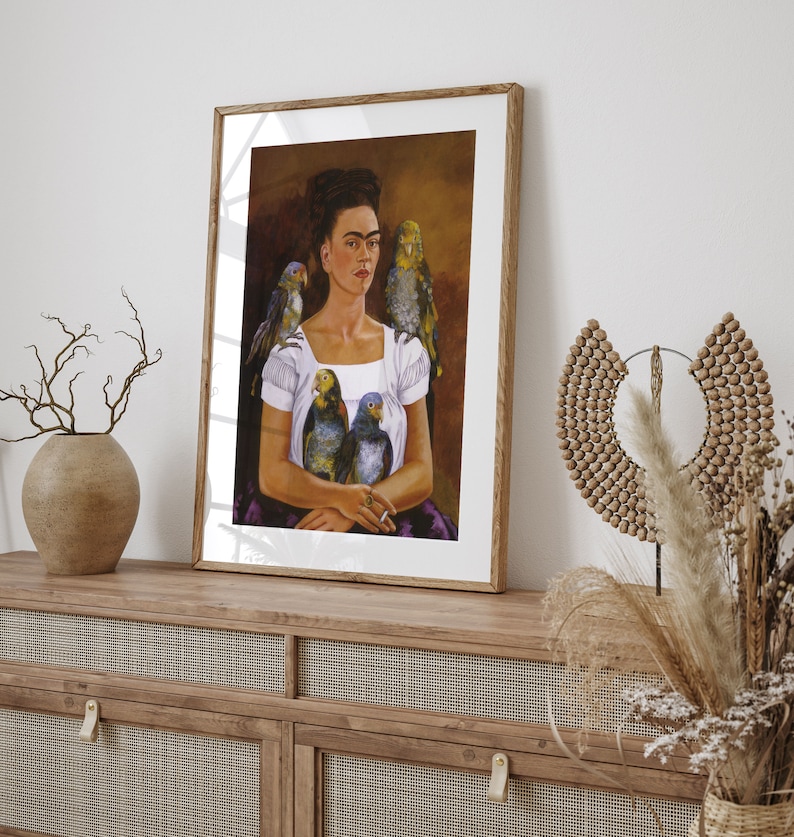 Self Portrait With Parrot by Frida Kahlo Print, Frida Kahlo Exhibition ...