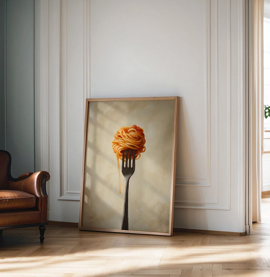 Pasta Fork Poster, Kitchen Art Print, Stylish Wall Decor, Modern ...