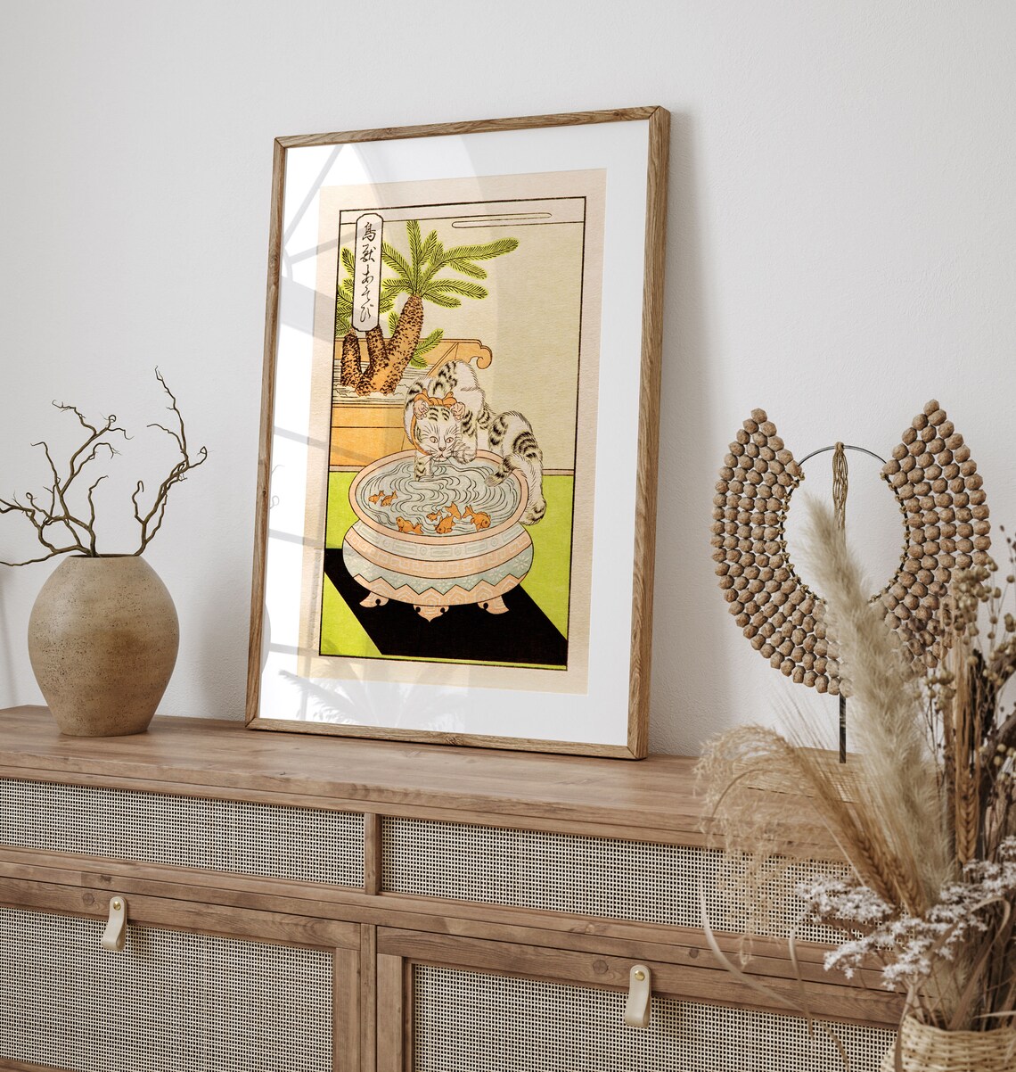 Japanese Vintage Woodblock Cat Poster, Japanese Vintage Woodblock Art ...