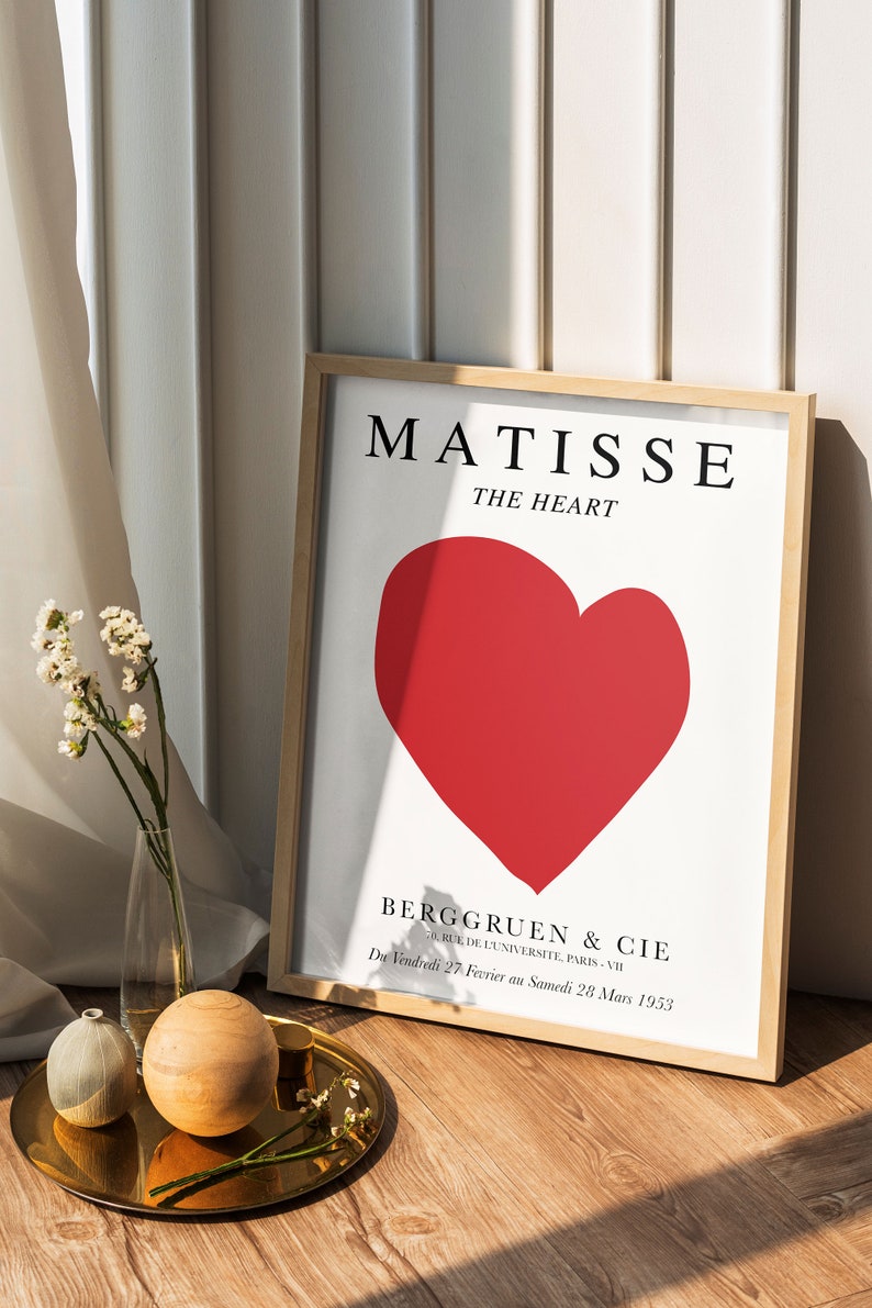 Henri Matisse Heart Print, Matisse Heart Poster, Minimalist Neutral ...