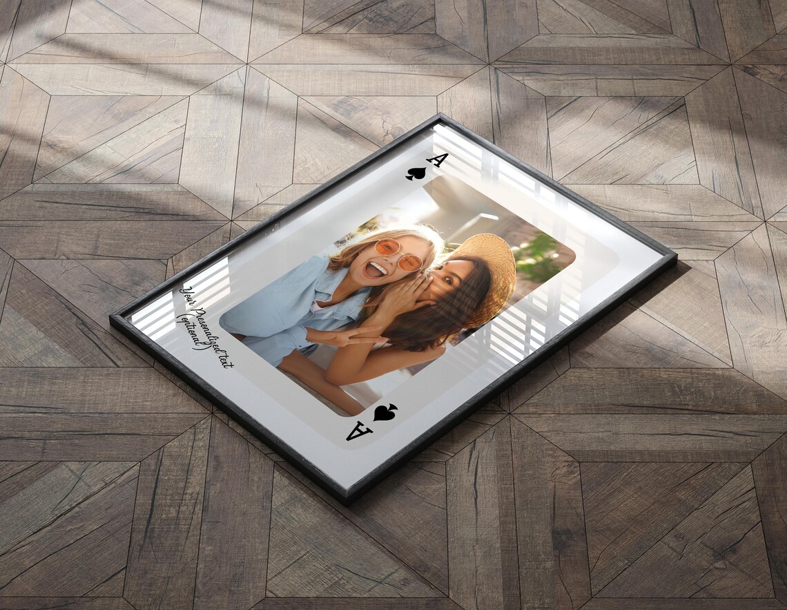 Photo Custom Wall Art on Ace Card, Custom Personalized Gift for Friends ...