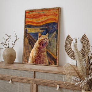 Edward Munch Famous Painting With Cat, the Scream Cat Art Print ...
