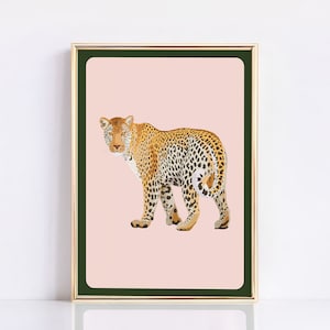 Cheetah Retro Vintage Print, Cheetah Poster, Bold Green and Pink ...