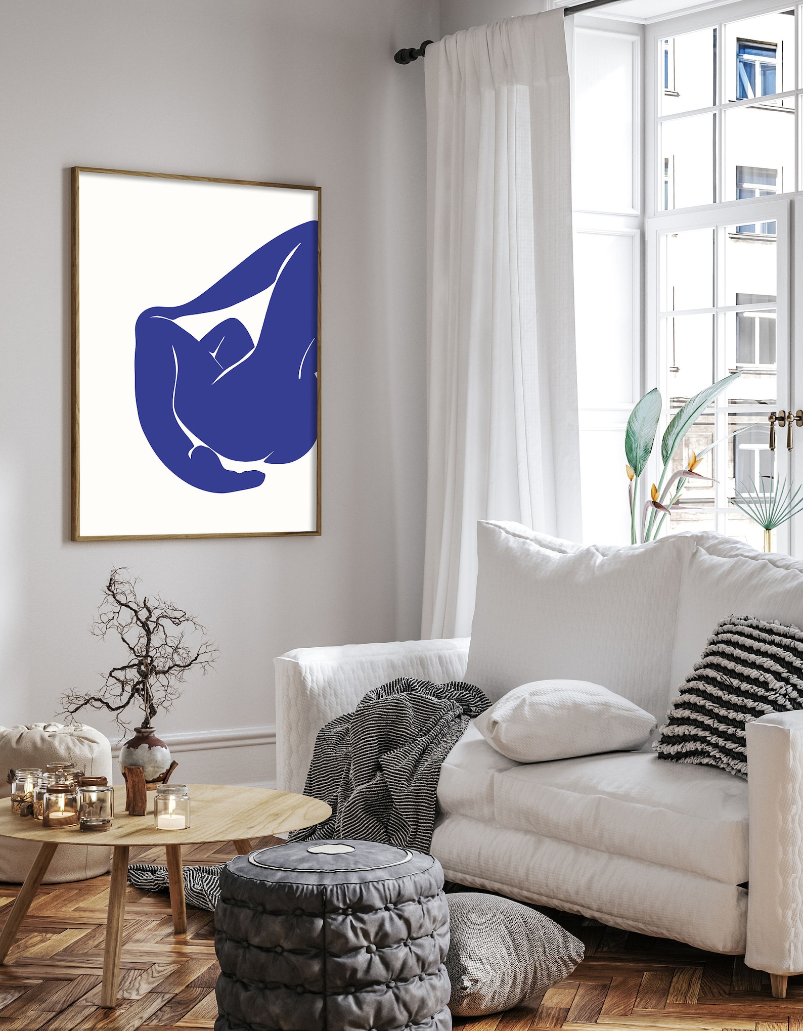 Femme Art Print, Blue Woman Poster, Line Art Poster, Wall Art Poster ...