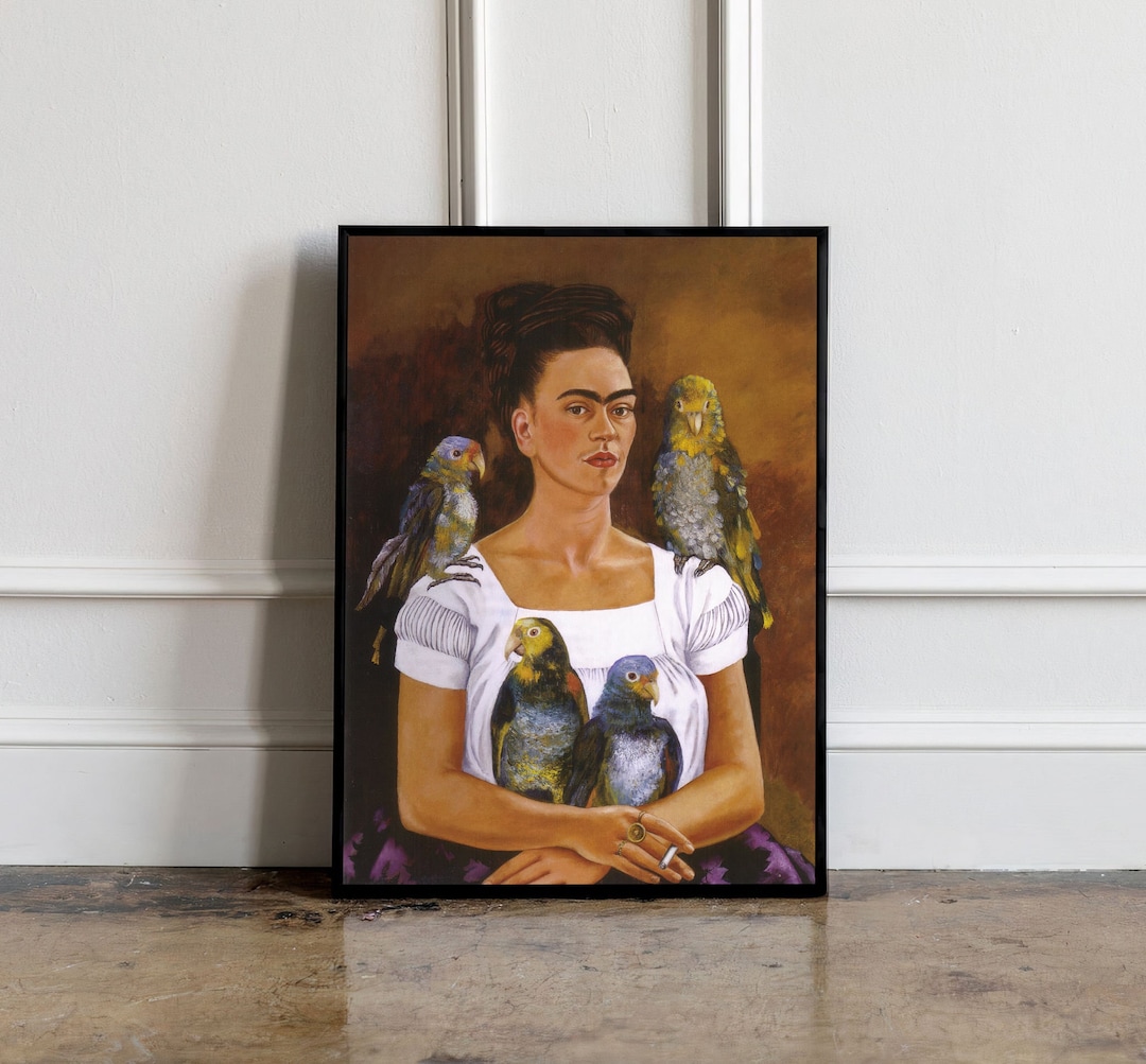 Self Portrait With Parrot by Frida Kahlo Print, Frida Kahlo Exhibition ...