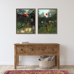 SET OF 2 Henri Rousseau Prints, Virgin Forest With Sunset Print ...
