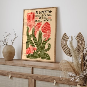 Mexican Cactus Vintage Print, Cactus Wall Art, Boho Wall Decor, Gift ...