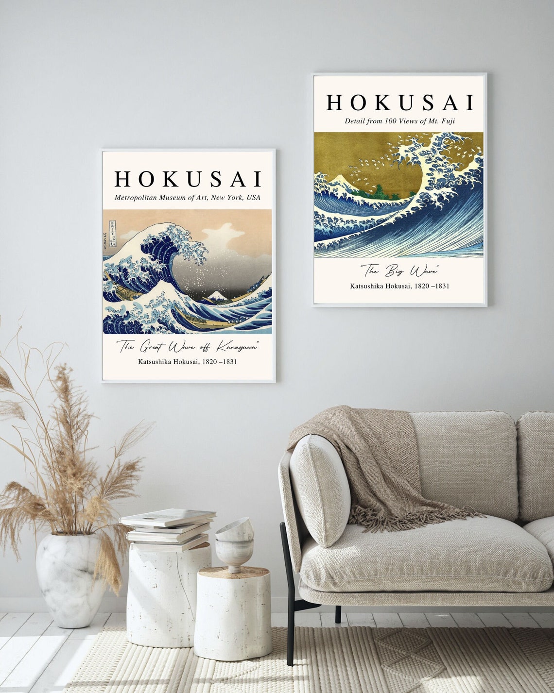 SET OF 2 Katsushika Hokusai Posters, the Great Wave Poster, Japanese ...