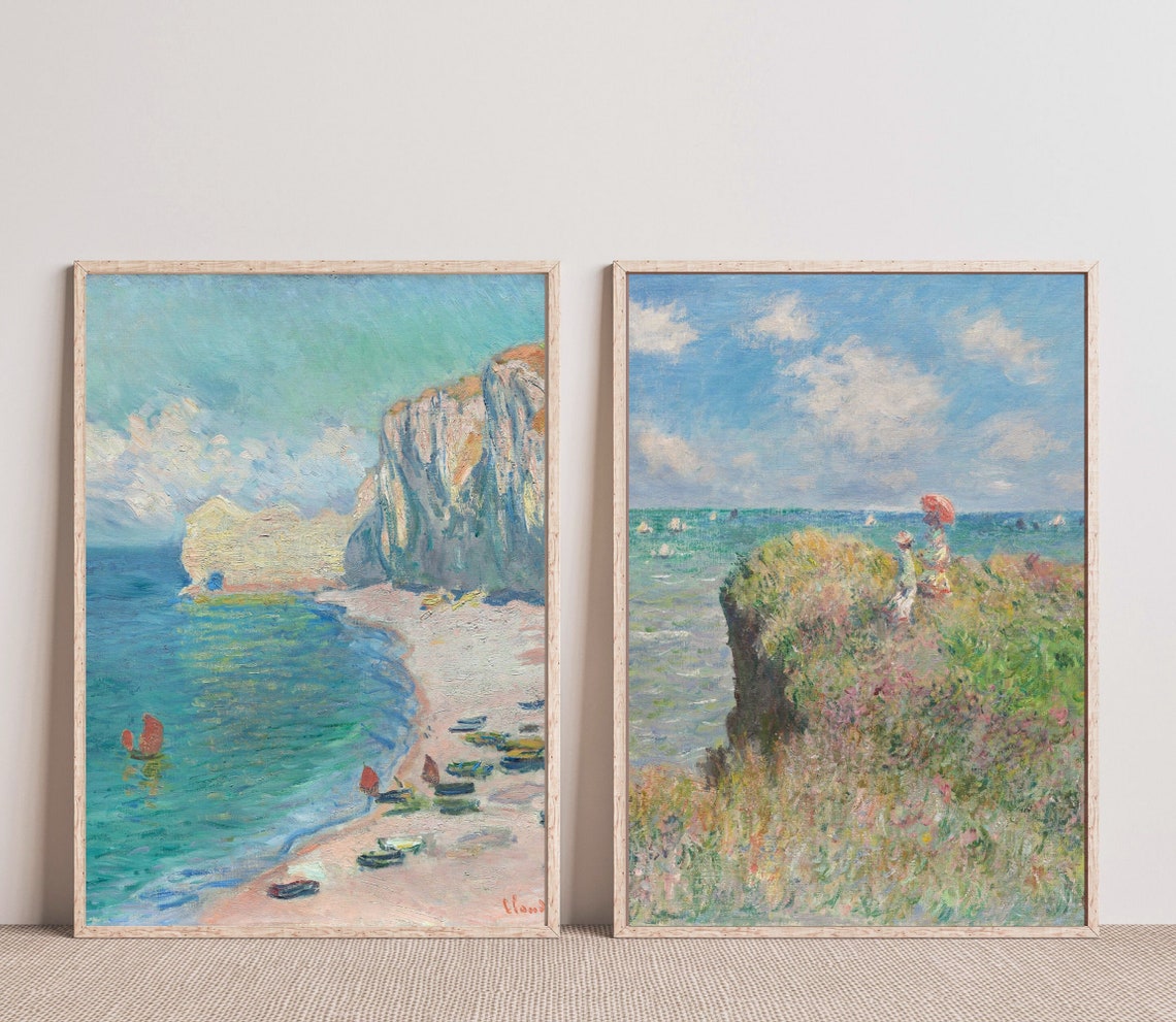 Set of 2 Claude Monet Exhibition Prints the Beach and the - Etsy