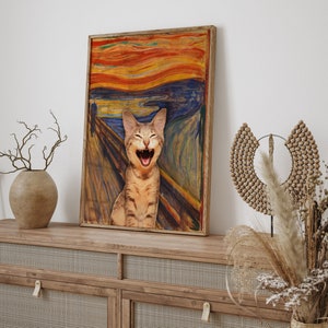 Edward Munch Famous Painting With Cat, the Scream Cat Art Print ...