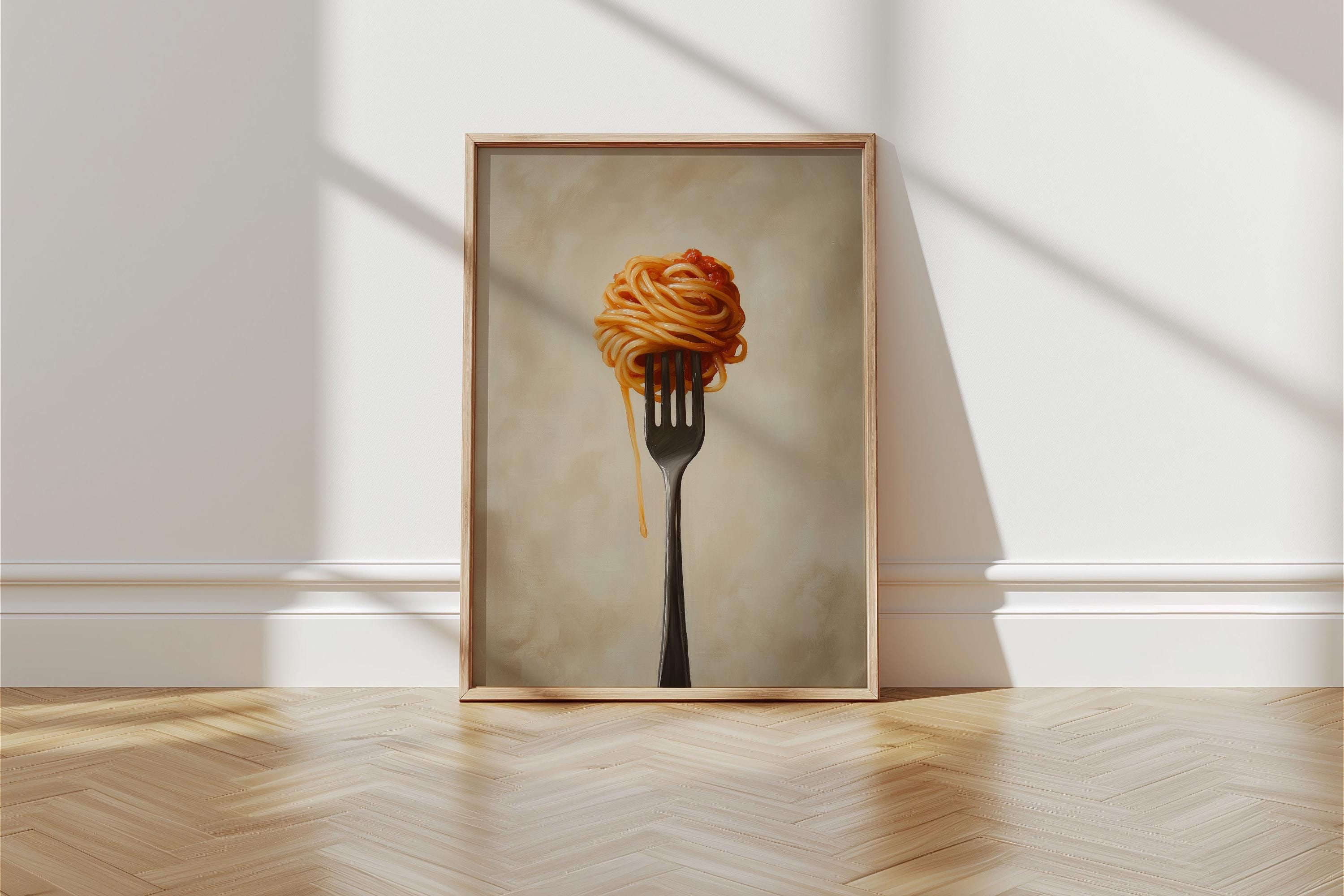 Pasta Fork Poster, Kitchen Art Print, Stylish Wall Decor, Modern ...