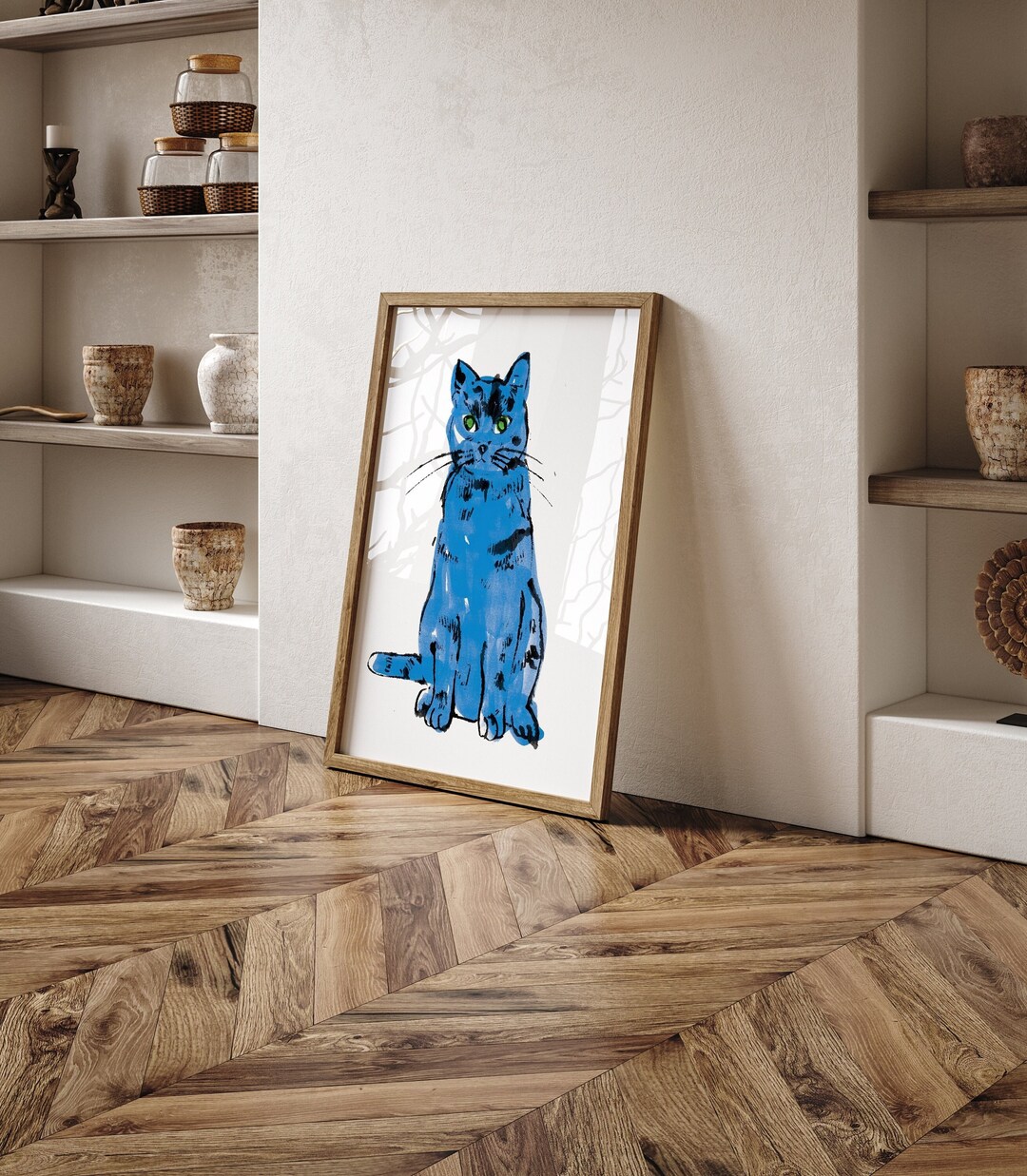 Andy Warhol Blue Cat Pop Art Poster, Andy Warhol Blue Cat Print, Line ...