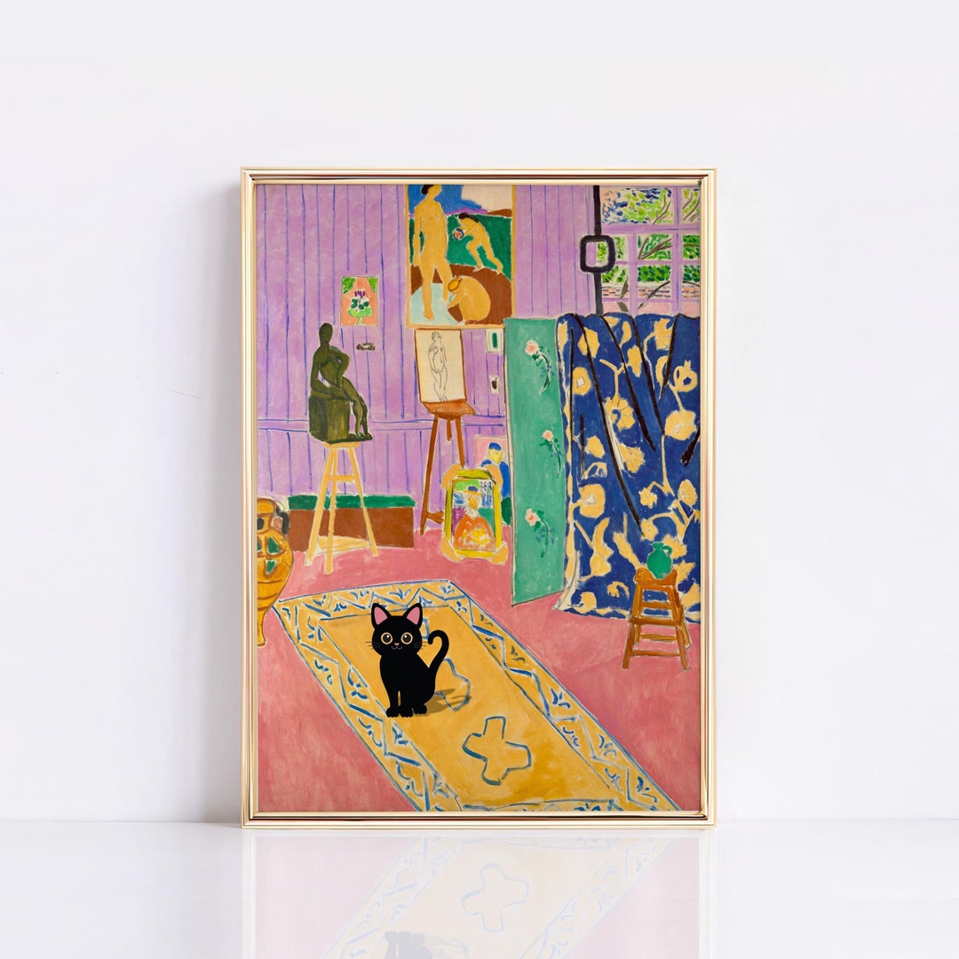 Henri Matisse Cat Print, Matisse Pink Studio Cat Poster, Black Cat Wall ...