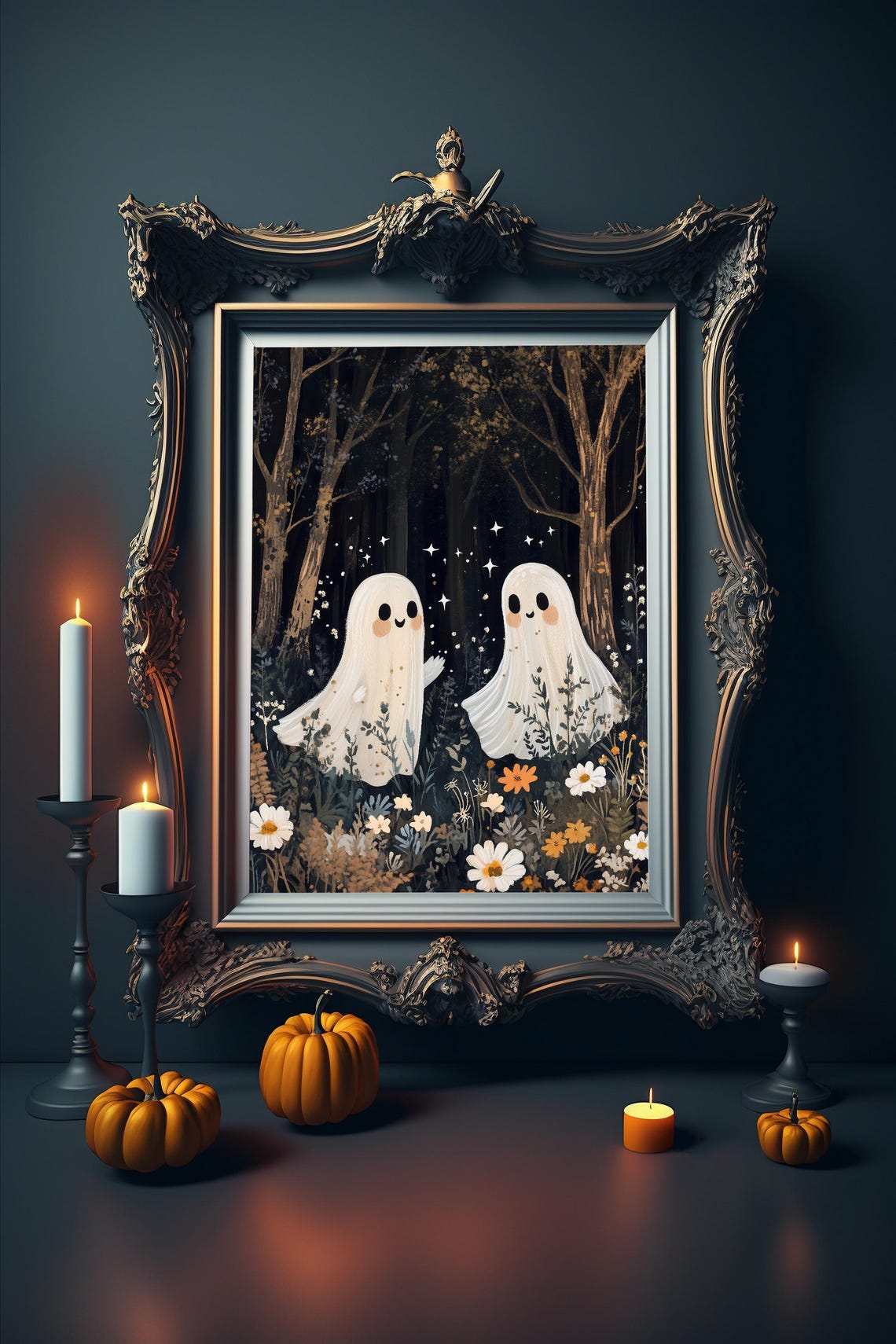 Two Ghosts in the Field, Vintage Poster, Art Poster Print, Dark ...