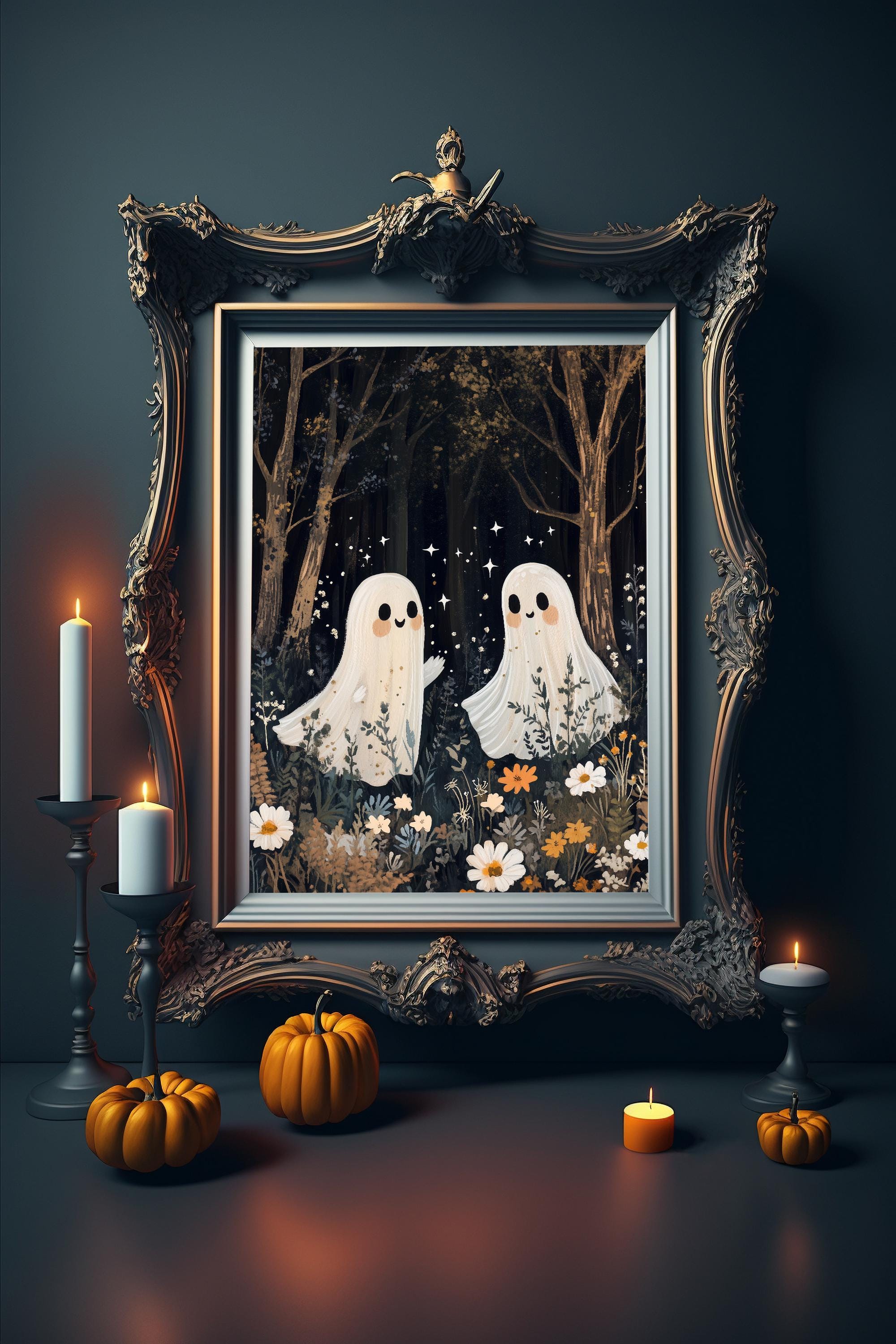 Two Ghosts in the Field, Vintage Poster, Art Poster Print, Dark ...