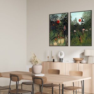 SET OF 2 Henri Rousseau Prints, Virgin Forest With Sunset Print ...